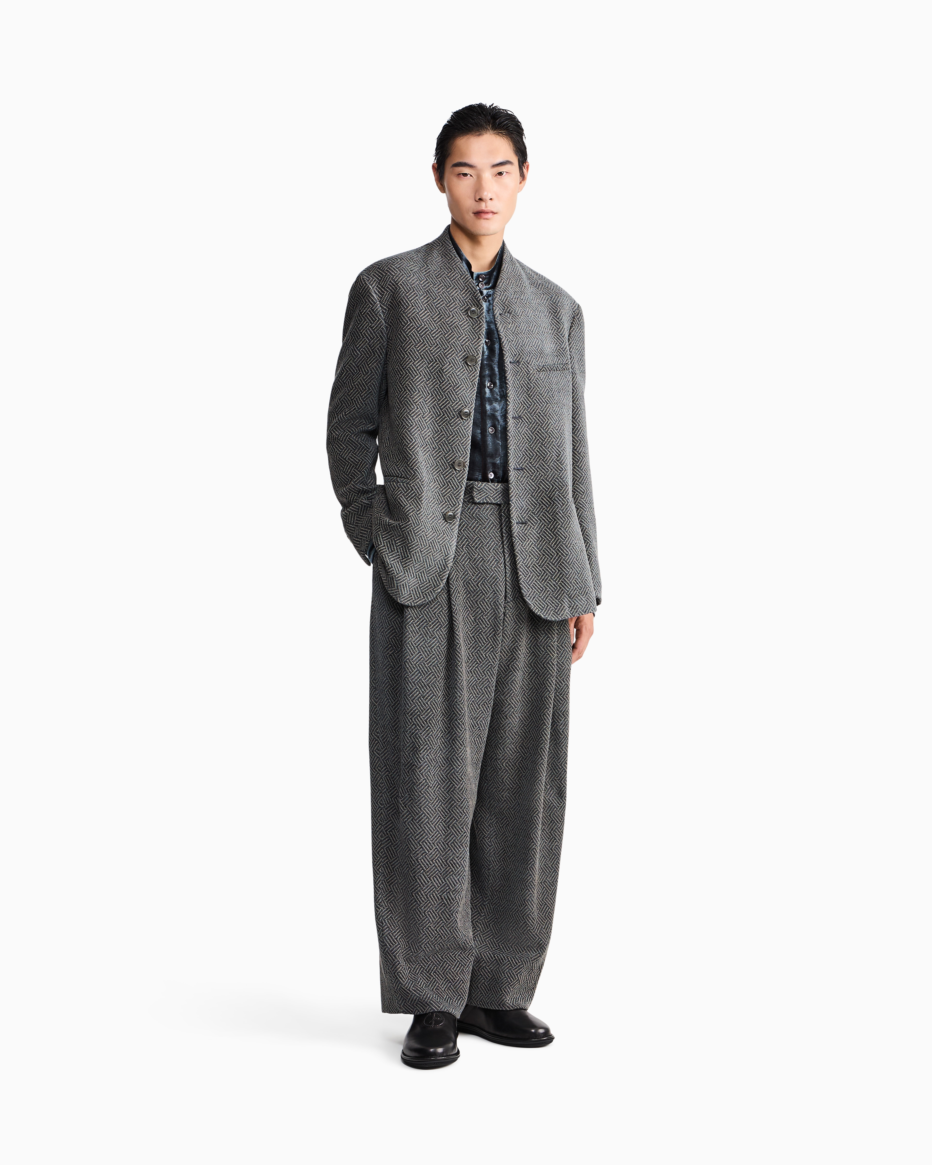 GIORGIO ARMANI shirt regular fit in lightweight viscose and silk velvet
